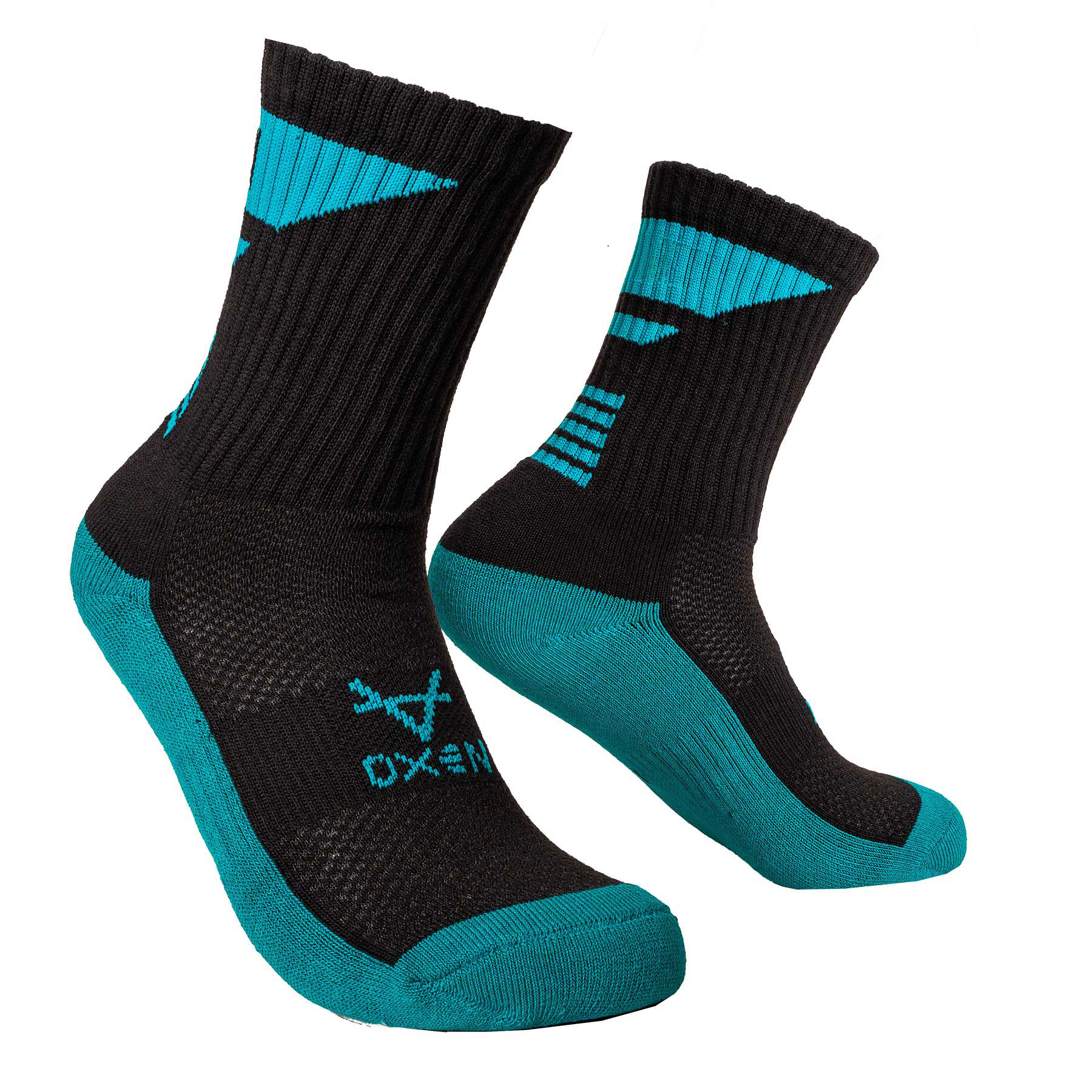 Oxen 4S Crew Socks Black/Teal - Elite Pro Sports