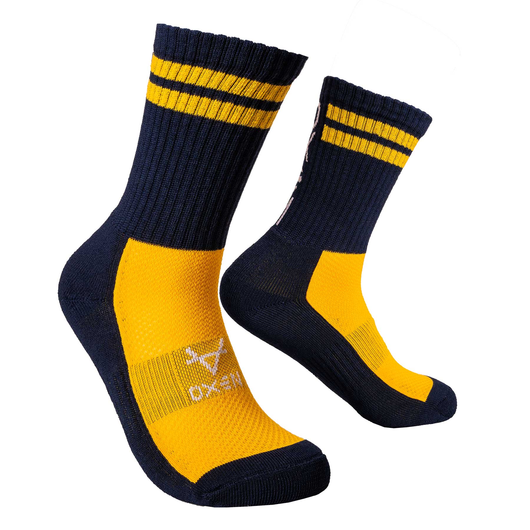 Oxen Stack Crew Socks Navy/Amber - Elite Pro Sports