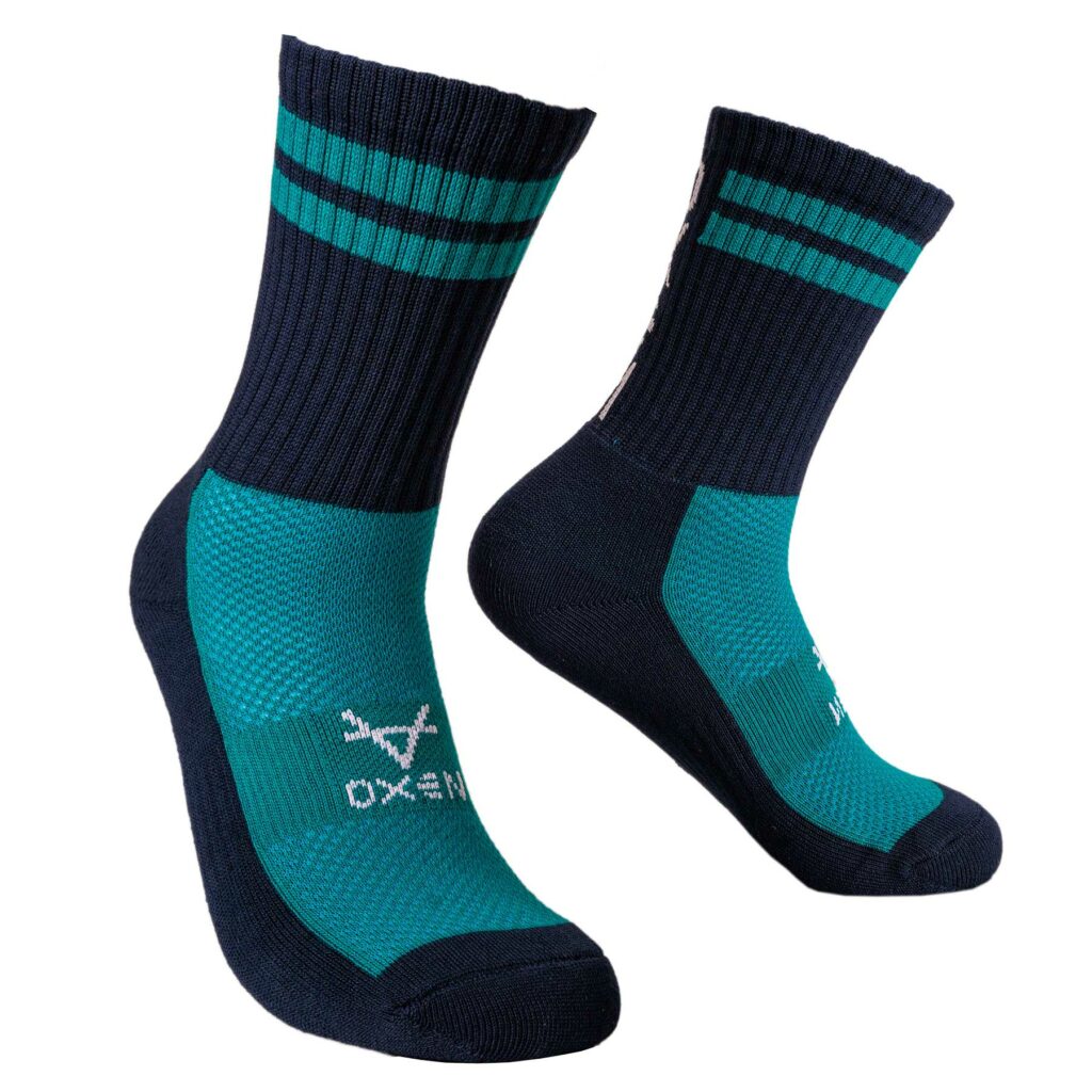 Oxen Stack Crew Socks Navy/Teal - Elite Pro Sports